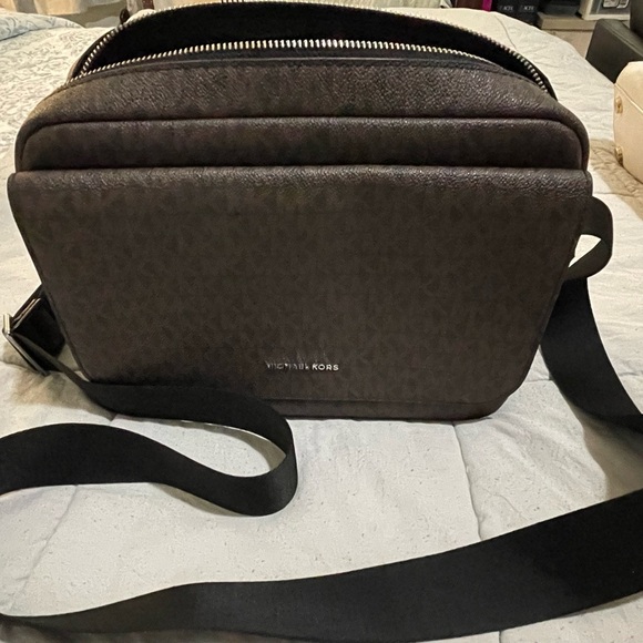Michael Kors | Bags | Michael Kors Chocolate Brown Mk Pattern Messenger ...